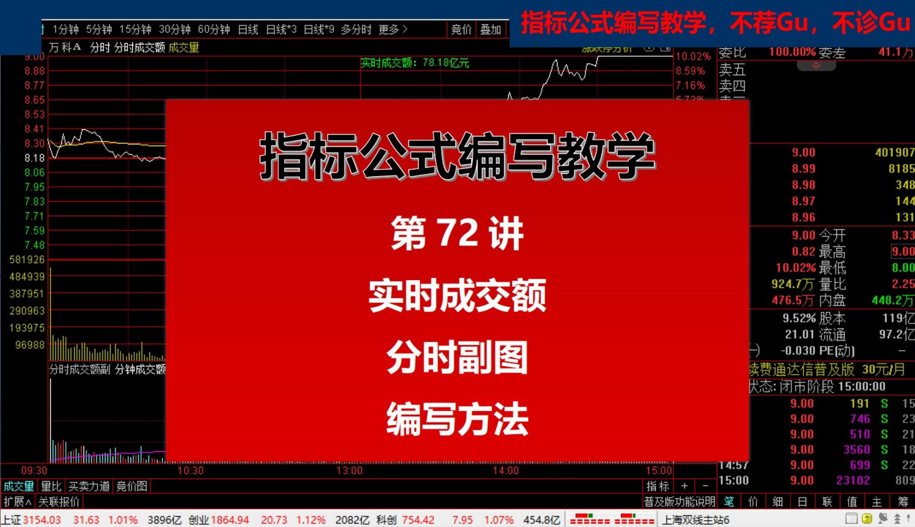 重启指标公式编写教学,第72讲 实时成交额分时副图指标的编写方法
