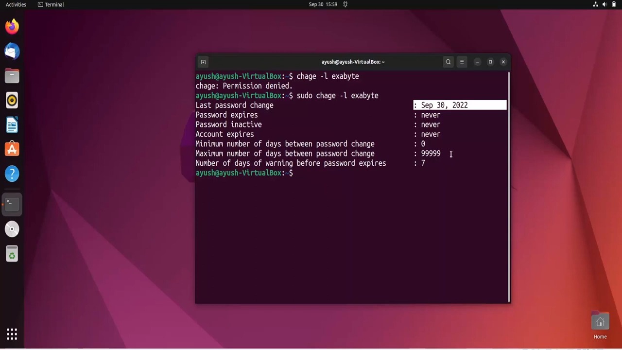 Linux 中的 chage 命令与示例 |如何使用 Linux Chage Command