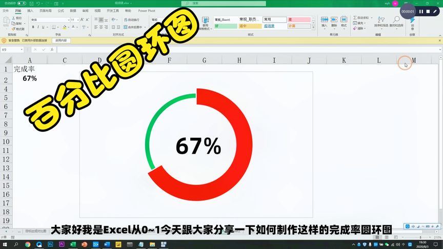 完成率如何展示,首选百分比圆环图,让人眼前一亮,学浪计划
