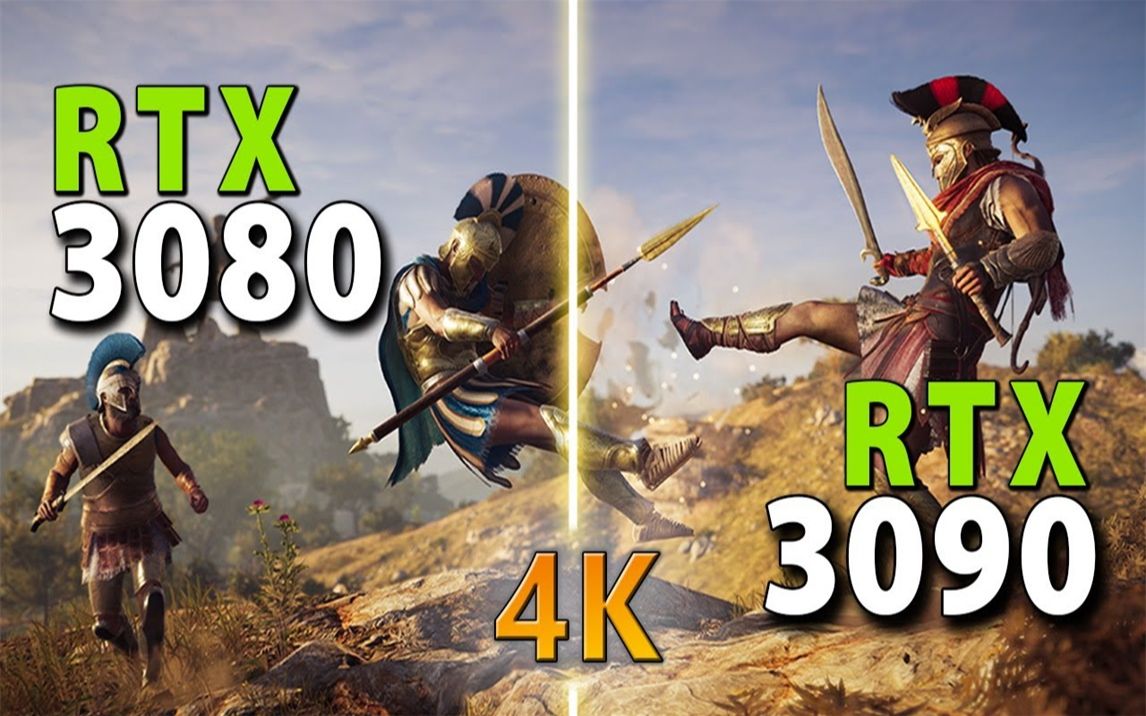 RTX 3090 24G vs RTX 3080 10G 显卡游戏性能测试对比(4K分辨率,...