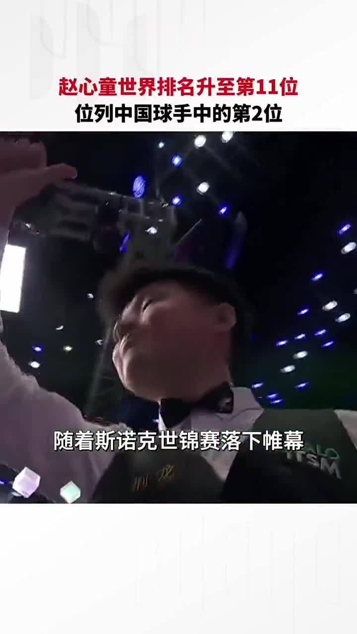 赵心童世界排名升至第11位,位列中国球手第2位