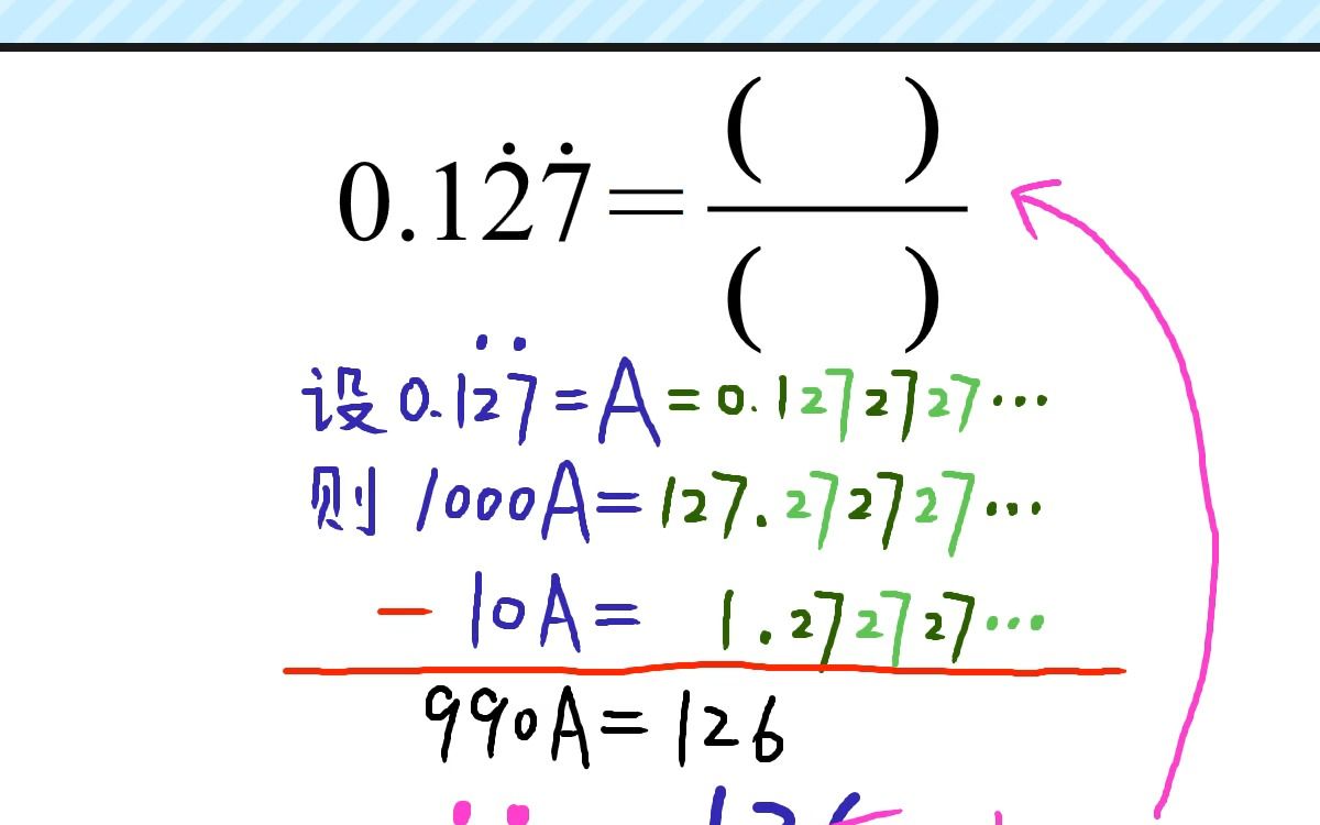 0032混循环小数化分数的分母为什么是990⑨老师快讲0032