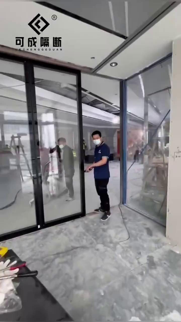 定制玻璃移动隔断折叠门 #移动隔断玻璃夹 #包厢移动隔断玻璃夹 #...