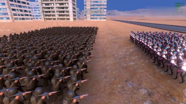 战争模拟器 美少女小姐姐对战500美国士兵