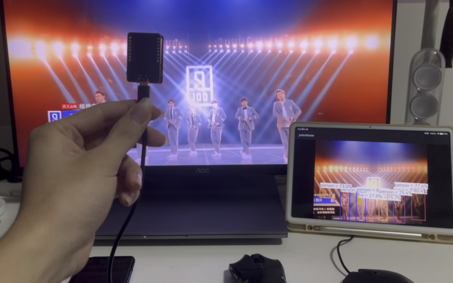 esp32-cam wifi图传+YOLO目标识别算法功能演示