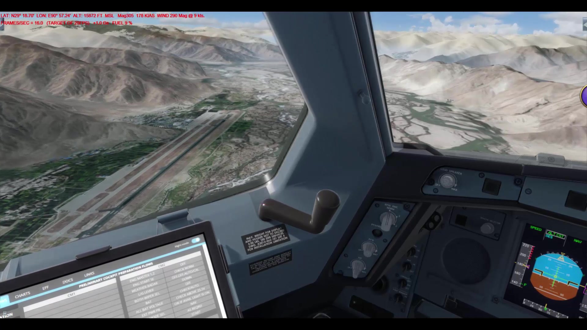 【P3D4】Aerosoft A330首飞:RNP(AR)降落拉萨