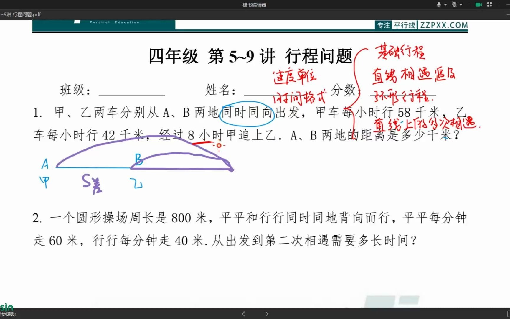 四年级《行程综合》讲解