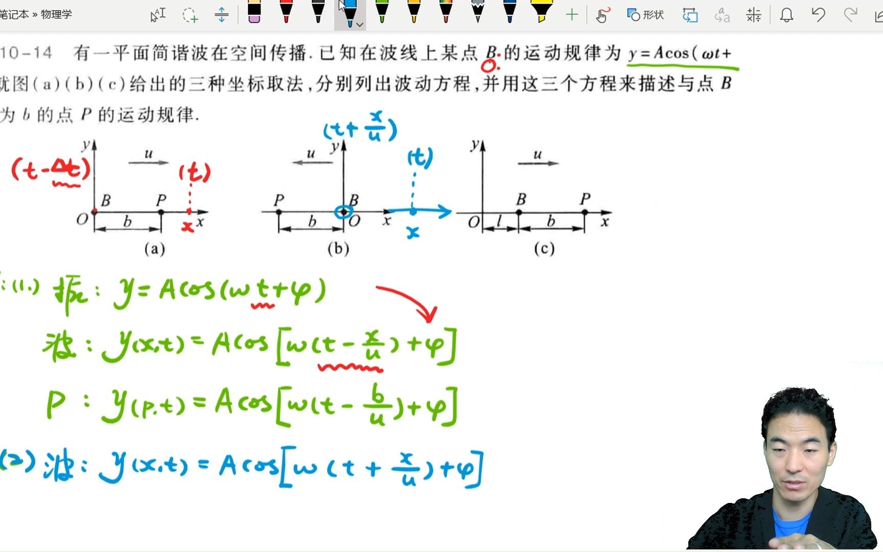 大学物理习题讲解-第十章-波动-10-14-波动方程之不同坐标