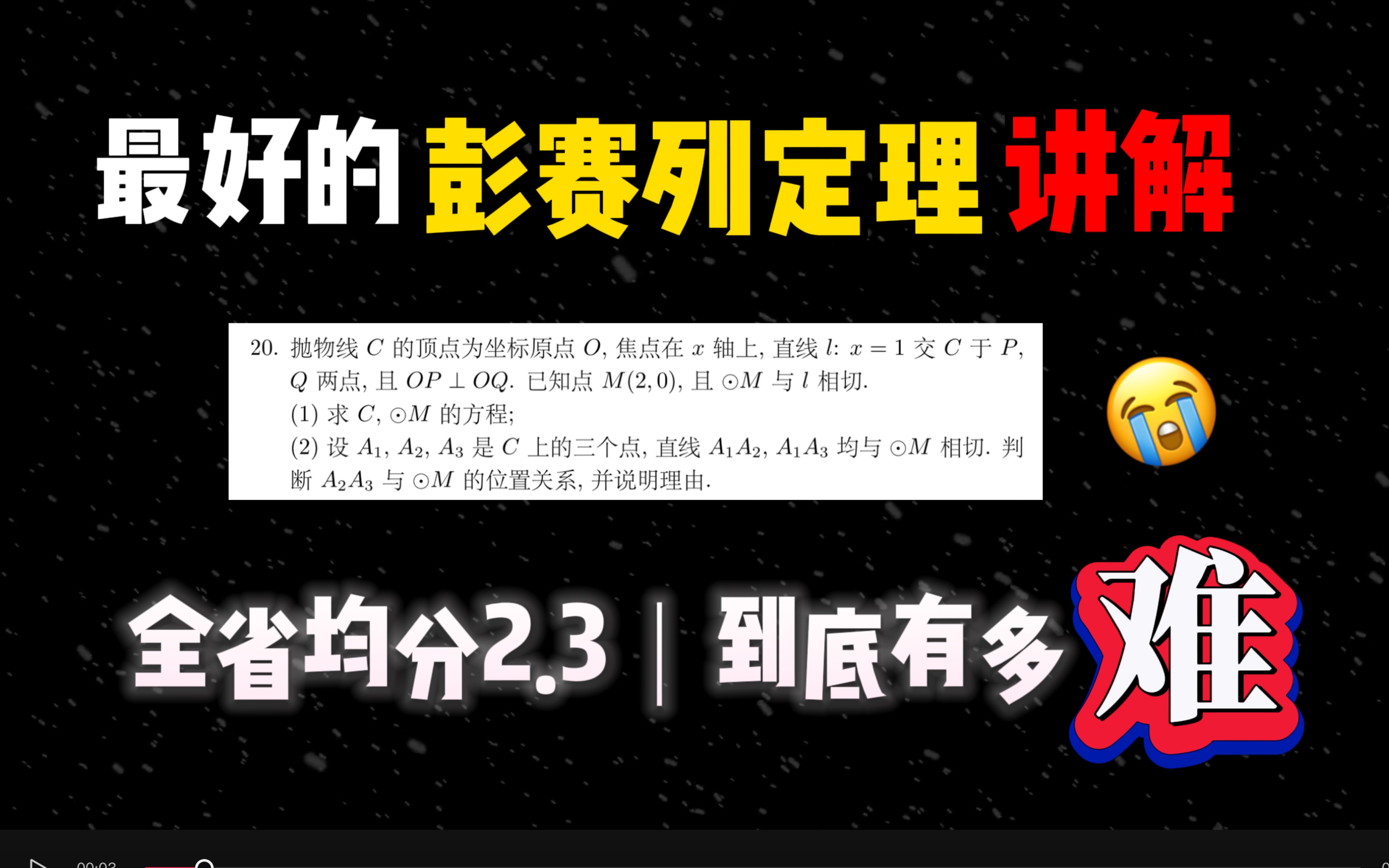【彭赛列定理】全国卷最难的解析几何题,全省均分2.3,讲道难题学习...
