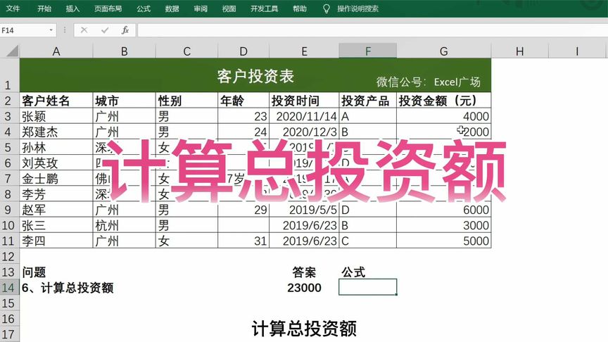 统计分析:计算总投资额