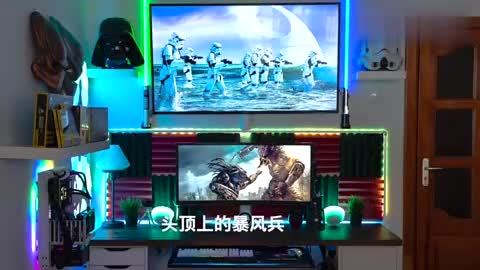超酷电脑桌面:星战不是重点,这丫竟然把主机挂在了墙上!