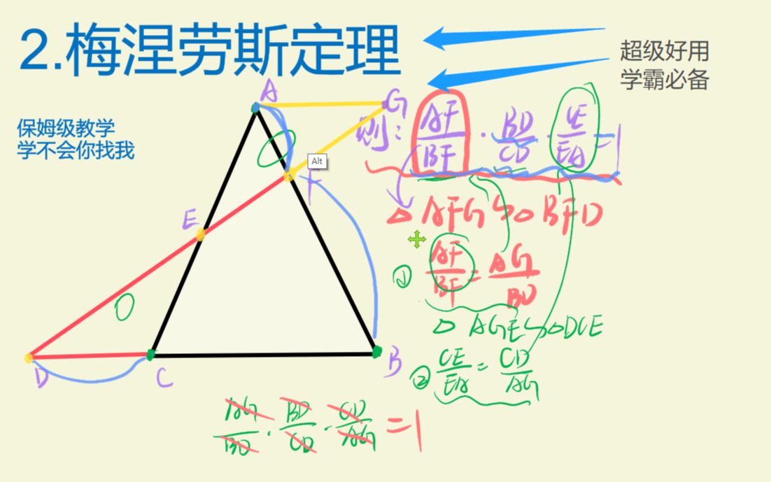 (你会证明梅涅劳斯定理吗?超级好用学霸必备)【初中数学竞赛几何模型...