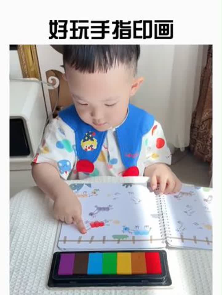 小手点一点就能完成的#手指画 ,不仅锻炼宝宝的手部精细动作,还能...