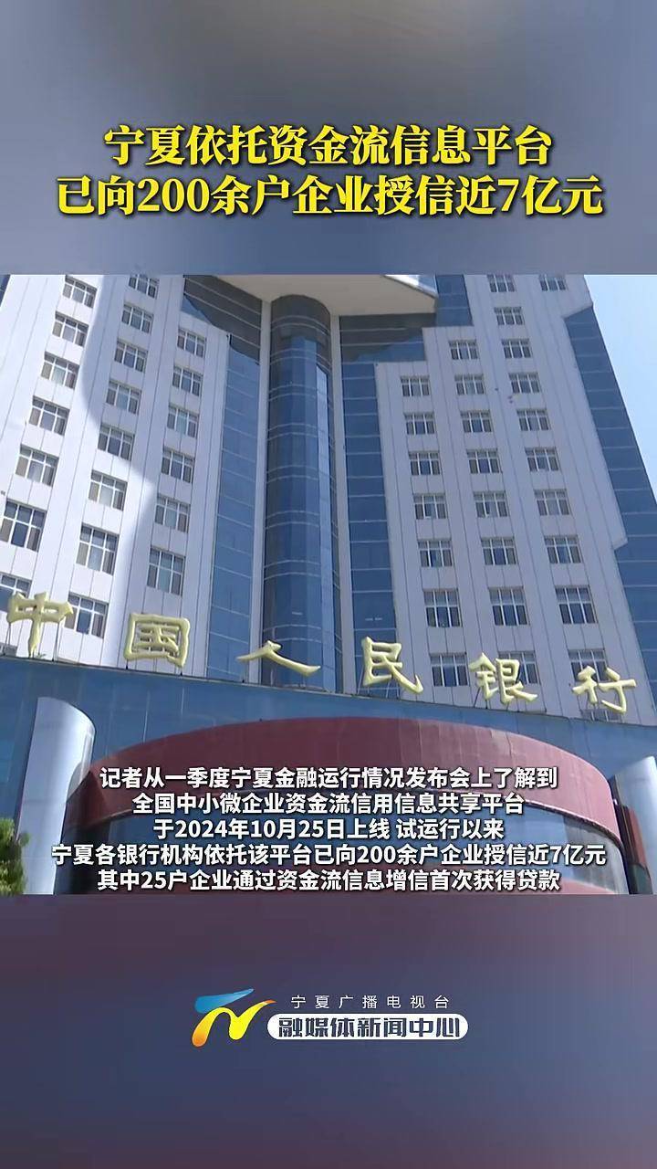 宁夏依托资金流信息平台已向200余户企业授信近7亿元(记者:王斐范...