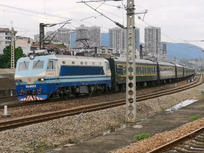 受强降雨影响集体晚点的列车•2024.06.18京广线韶关东站北头弯道拍...