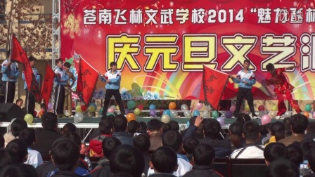 飞林文武学校 女子。舞旗。武术表演