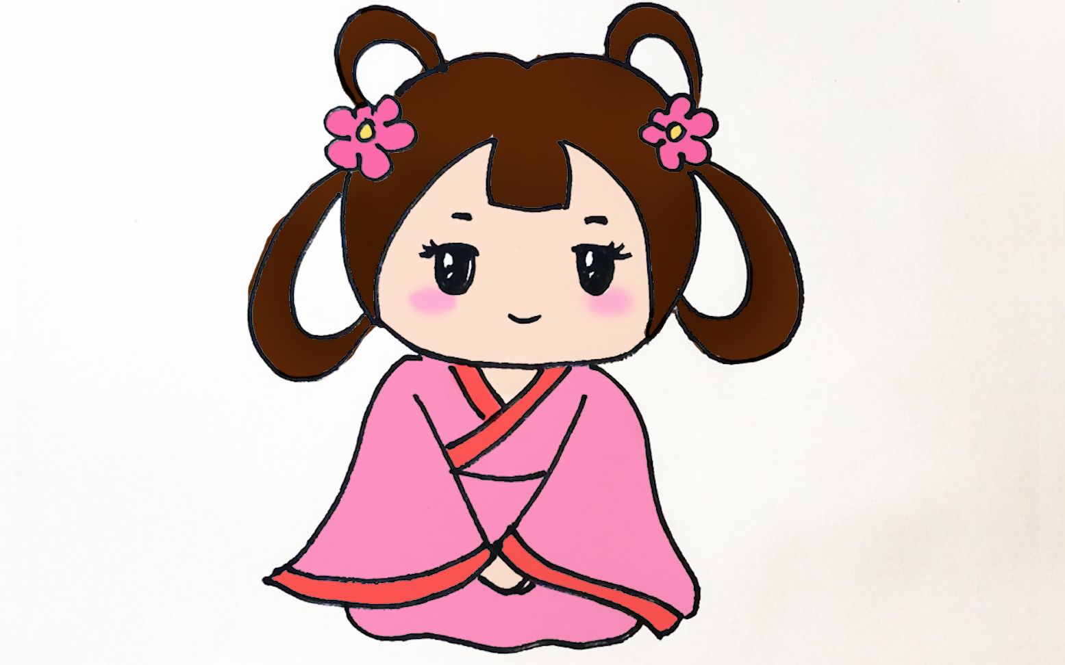 儿童简笔画教程|可爱的古装小公主,家长和小朋友一起画吧