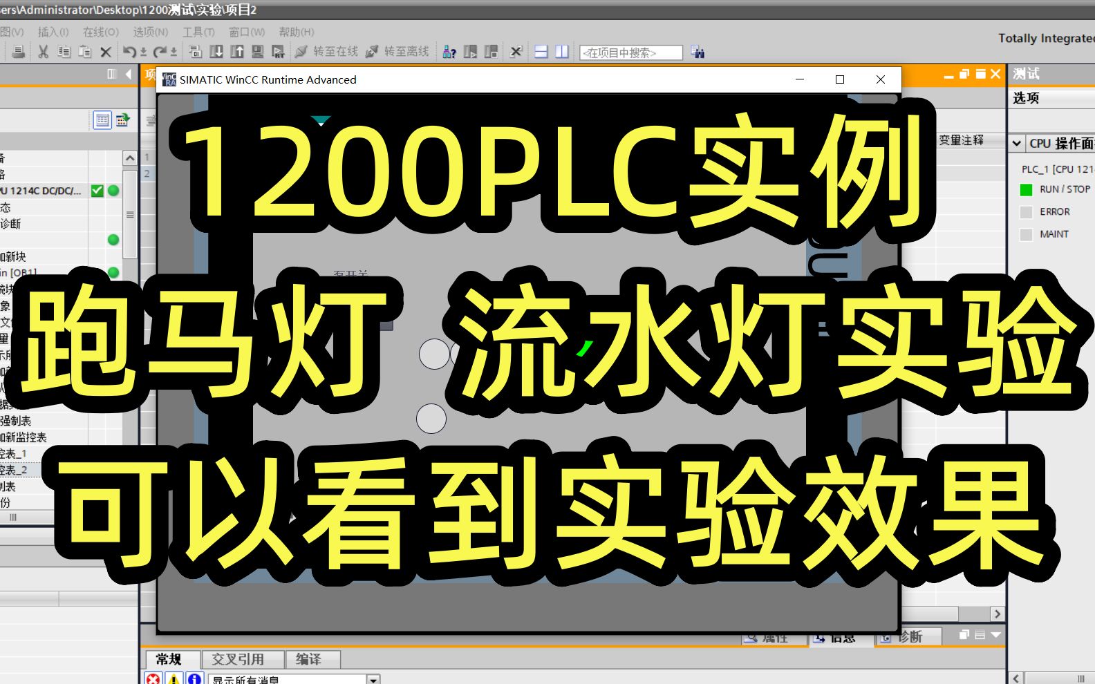 1200PLC实例跑马灯,流水灯实验,可以看到实验效果