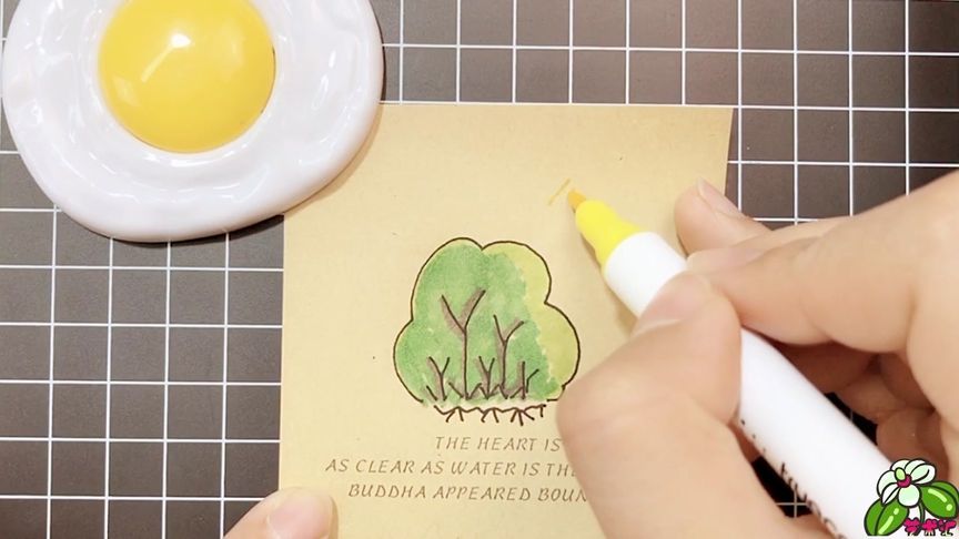 儿童手绘简笔画:简单易画的树木与花朵,与盛夏很配哦