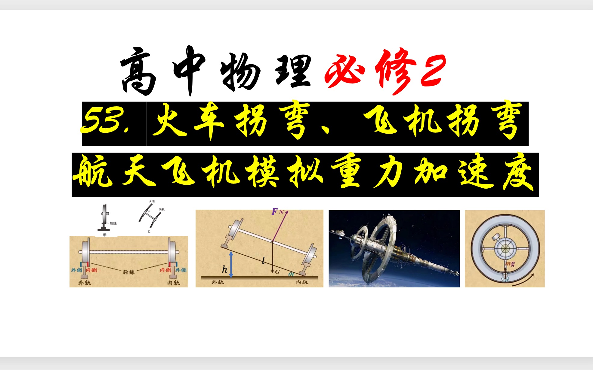 53.圆周运动:火车转弯、飞机转弯、航天器模拟重力加速度-归纳总结