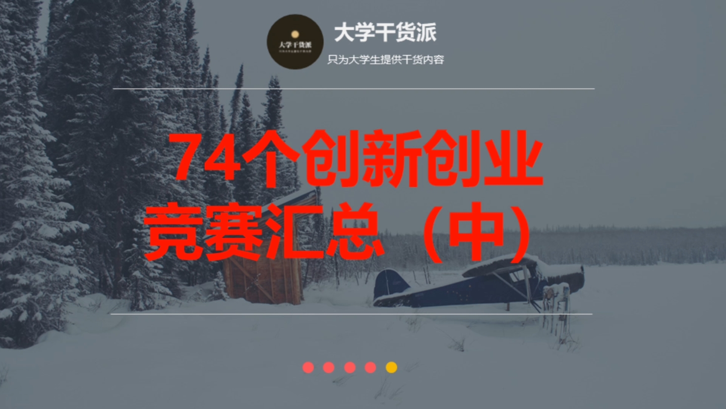 大学生不能错过的74个创新创业类比赛(中),赶紧安排起来吧