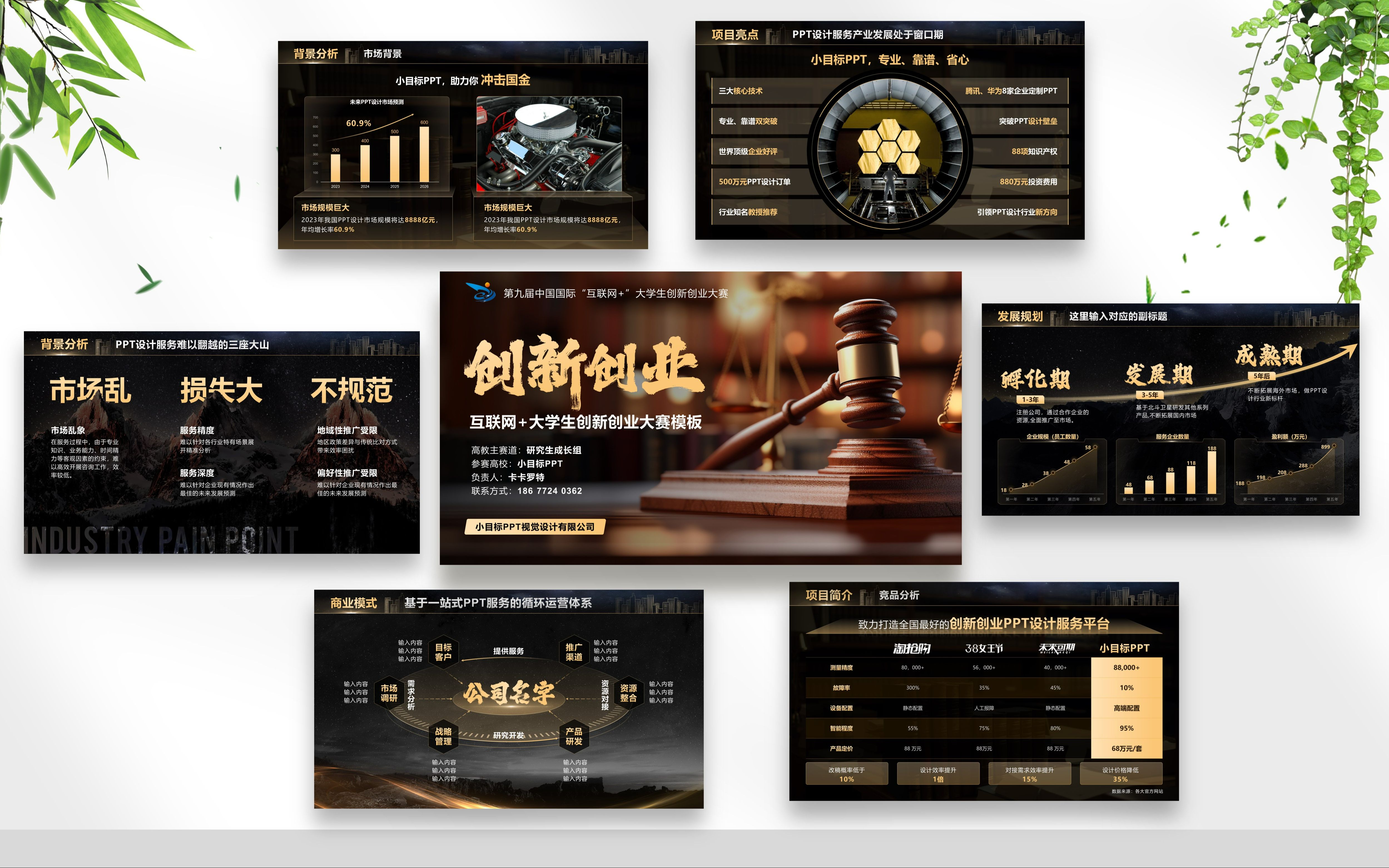 PPT设计 | 大学生互联网+创新创业比赛PPT模板。创赛PPT国赛参考,...
