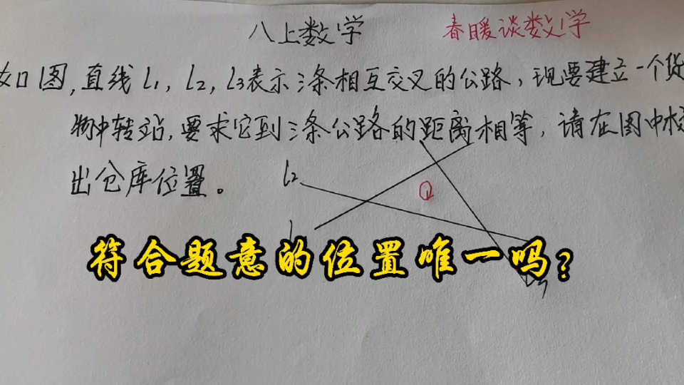 初中数学,八上数学,初二几何,某点到几条线段的距离相等的问题。