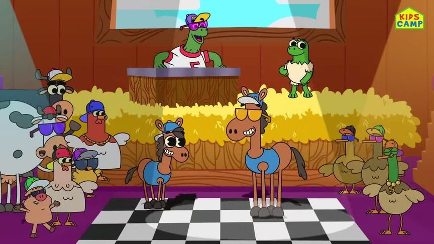 益智早教英文动画,小动物们一起开聚会,大家玩的很开心