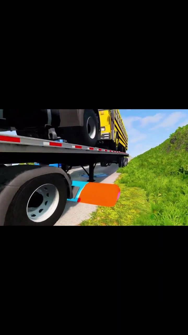 动漫:2辆拖车拉着小汽车闯关,工程车动画片大全