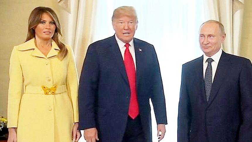 美国第一夫人与普京握手后表情突然异样 网友称:她是吓坏了