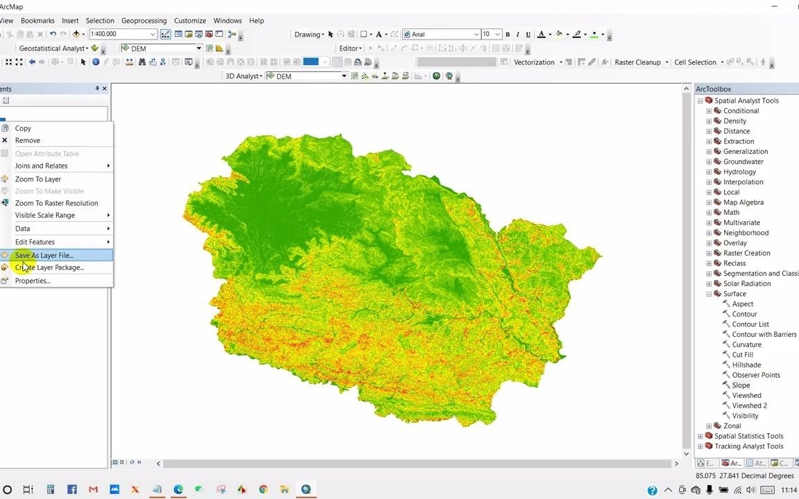Slope, Aspect, Contour , Hillshade Map in ArcGIS