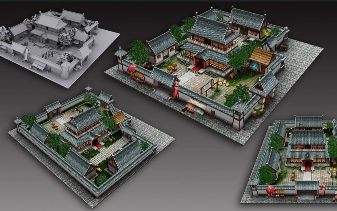 3d古风大场景制作,从零开始制作四合院模型超详细教学