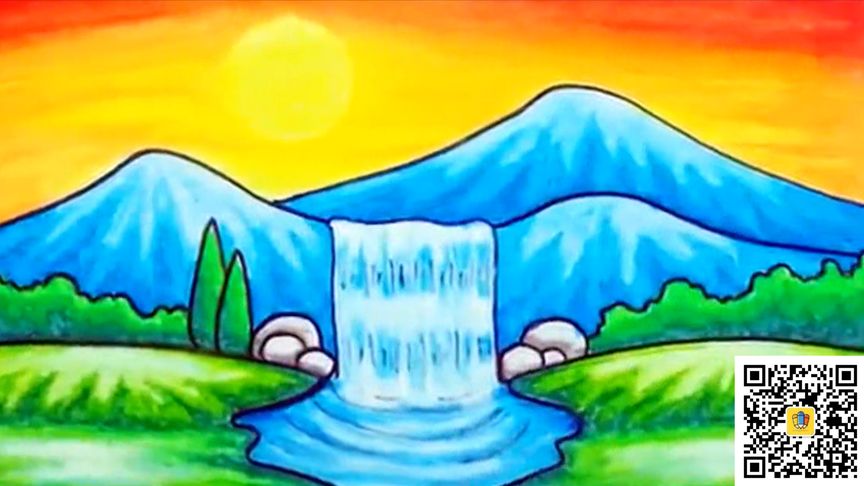 儿童简笔画精选【风景画】-瀑布的绘画步骤