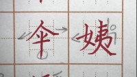 姨字书写要左小右大上窄下宽,伞姨练字,二年级生字硬笔书法写字