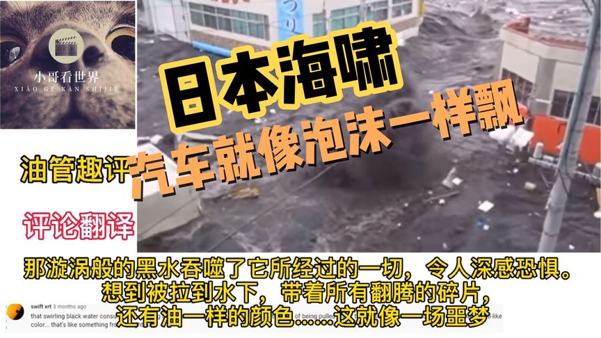 日本海啸,太震惊了,汽车就像泡沫一样飘过来飘过