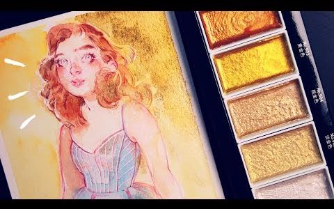 水彩人物速写---金属色的使用