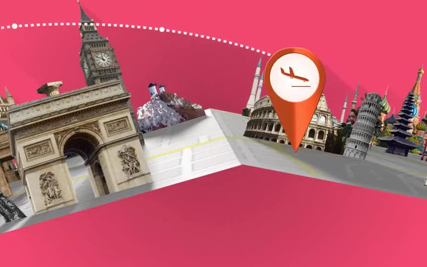 ...视频旅游线路介绍视频剪纸折叠长投影飞行线路效果的旅游片头模板