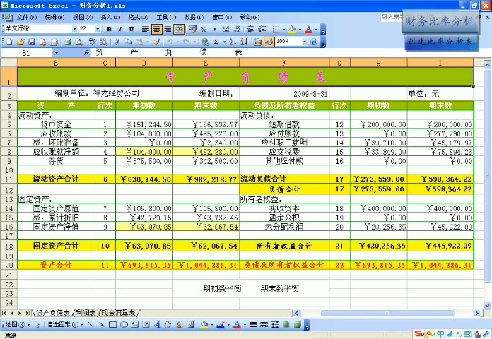 excel在财务管理中的应用中之财务分析二