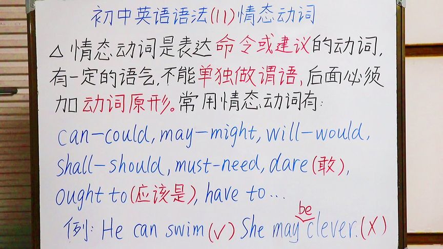 初中英语语法(11):情态动词