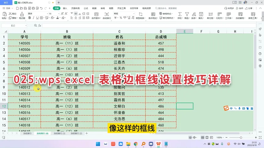 wps excel表格入门到精通025:各种边框线设置技巧详解!