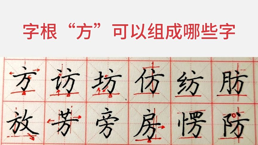 字根“方”可以组成哪些字?在不同位置写法有什么共性和不同?