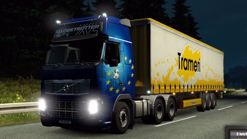 欧洲卡车模拟2:在德国不限速的高速公路上 油门踩到底狂飙