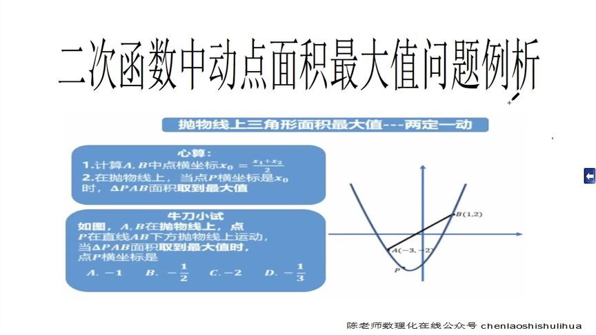 二次函数中动点面积最大值问题例析