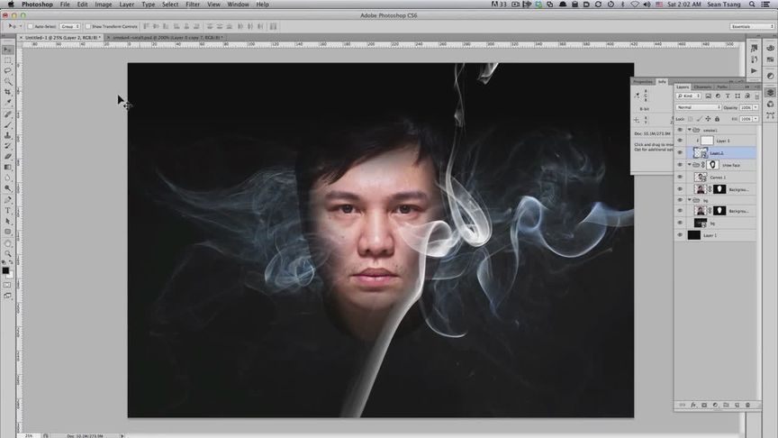 Photoshop化烟人像海报教学