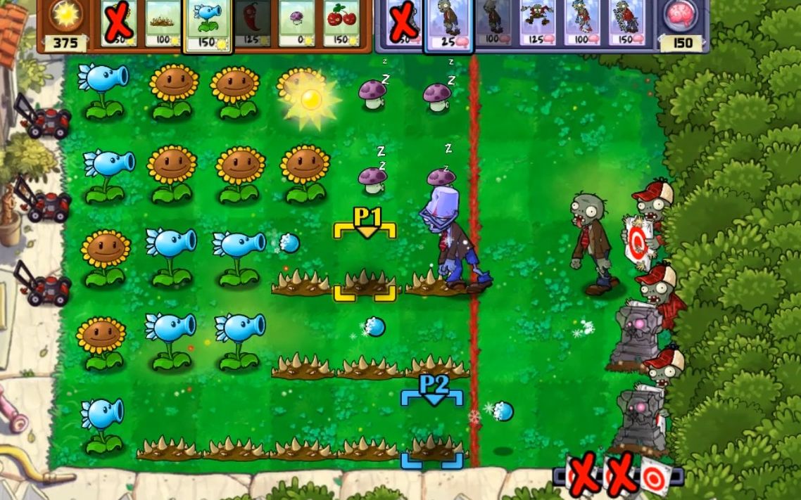 pvz双人远程联机对战#1-疯狂の虐杀!地刺寒冰!_单机游戏热门视频