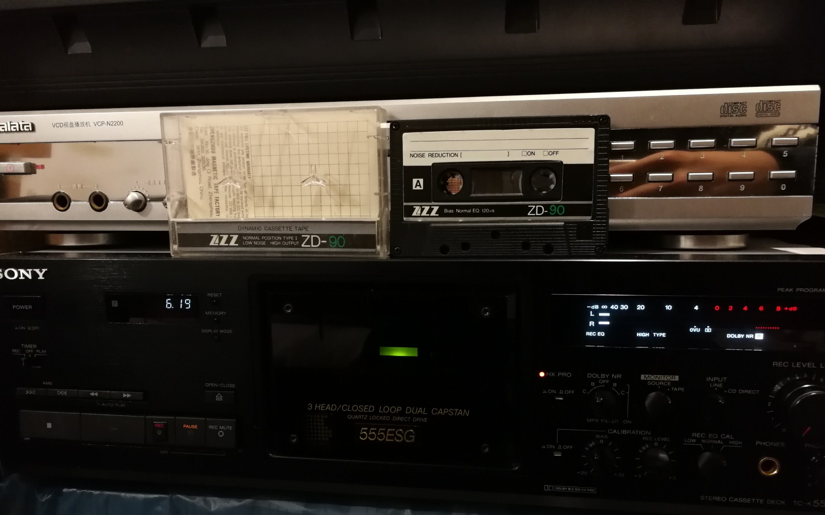 SONY TC-K555ESG三磁头磁带卡座使用ZZZ ZD-90磁带录音