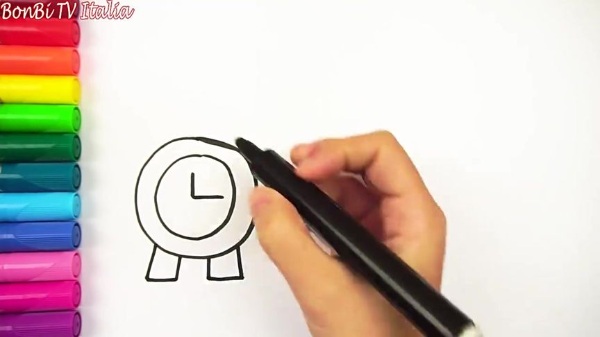 儿童彩绘:涂画各种样式的钟表,幼儿简笔画