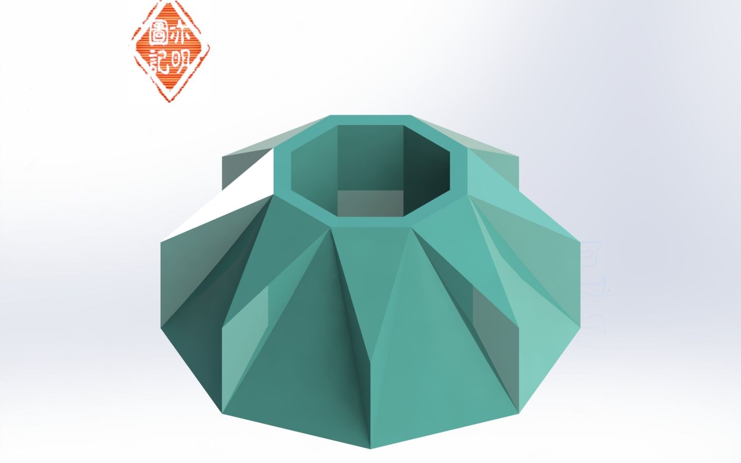 亦明图记:SolidWorks建模,斜面八角模型,放样+拉伸凸台+拉伸切除绘制