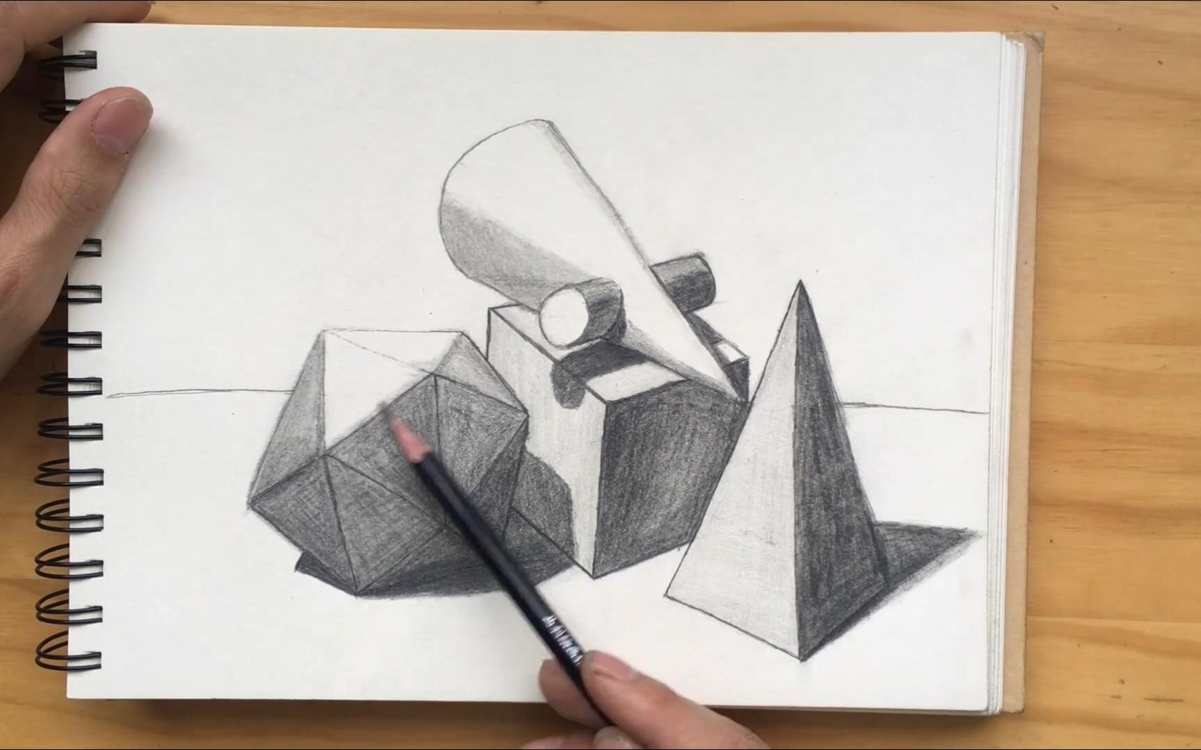 [自学之路]素描几何体组合