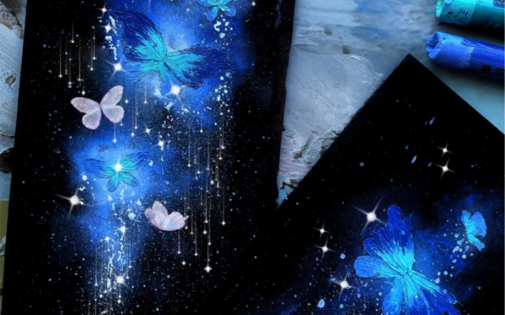 油画棒画 超详细视频教程 蝴蝶